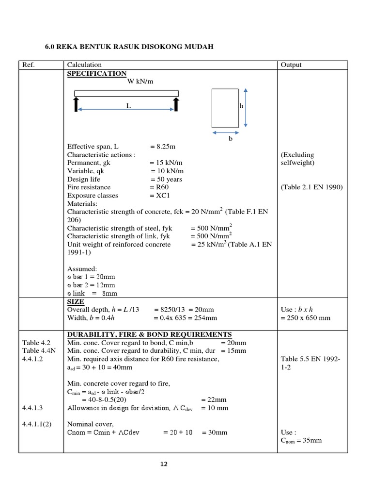 6.0 Reka Bentuk Rasuk Disokong Mudah | PDF