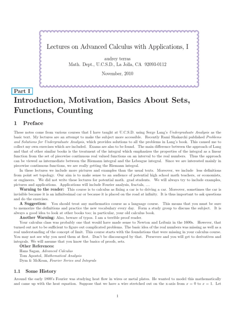 Advanced Calculus Lectures | PDF | Multiplication | Real Number