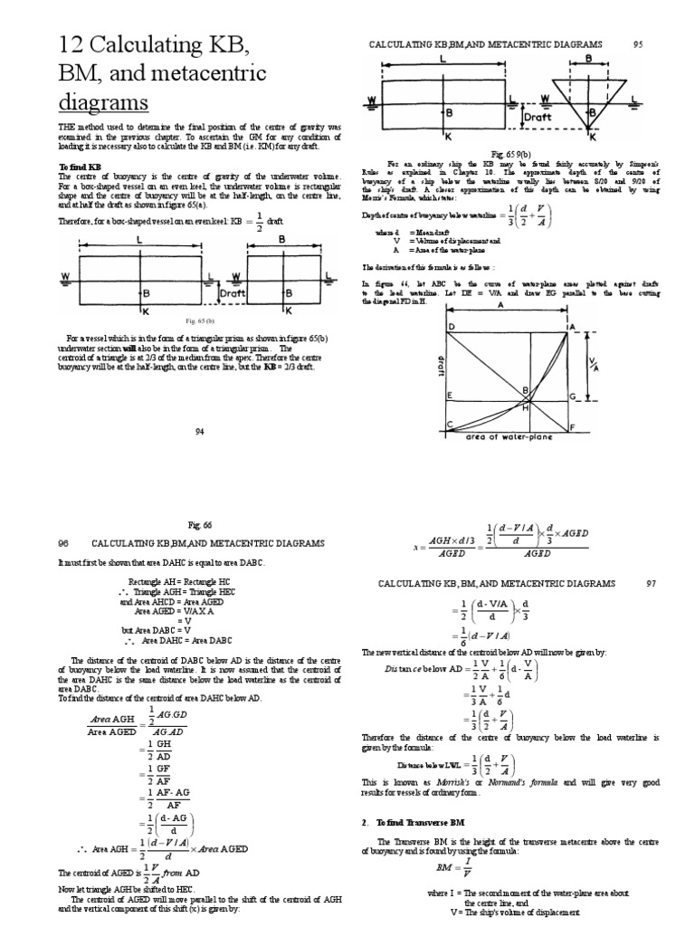 Calculating KB and BM in Ship Stability | PDF | Geometry | Ships