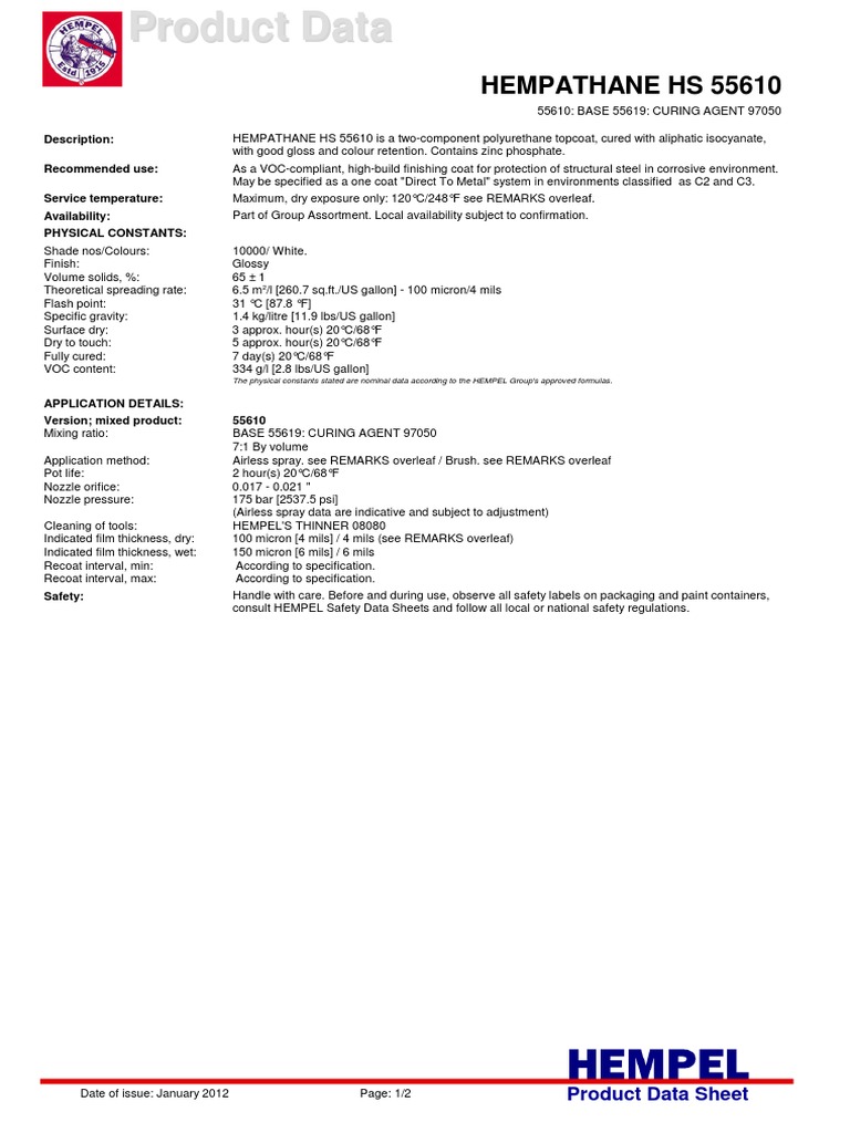 Hempathane HS 55610 | PDF | Paint | Water