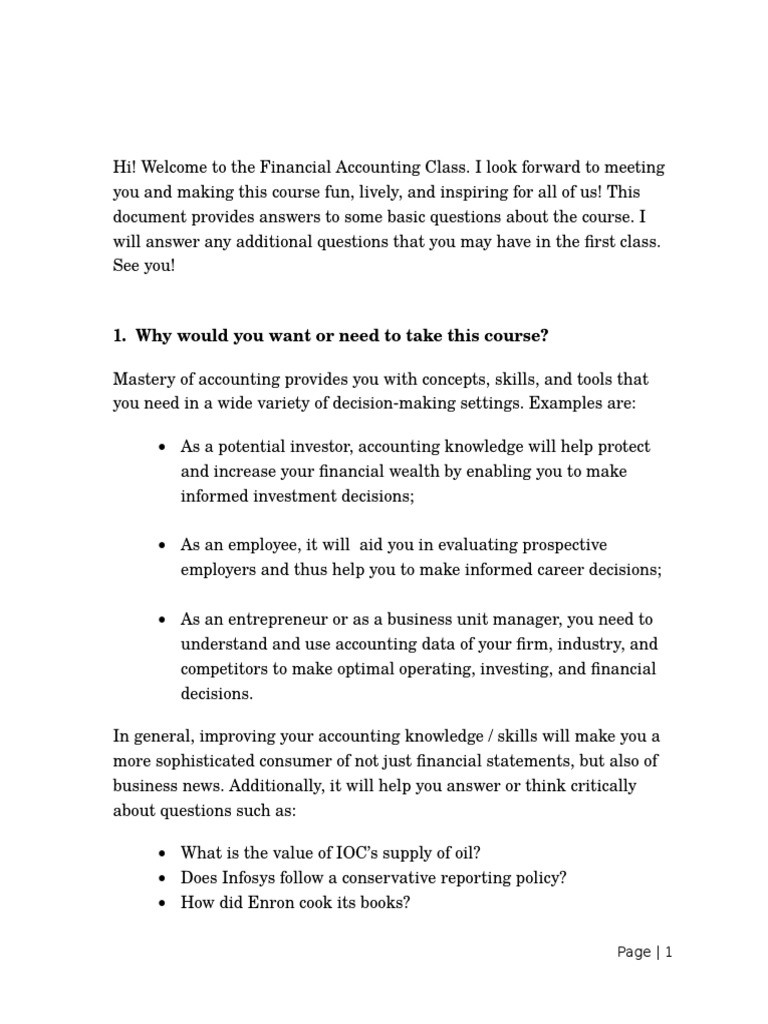 Financial Accounting Syllabus | PDF | Quiz | Accounting