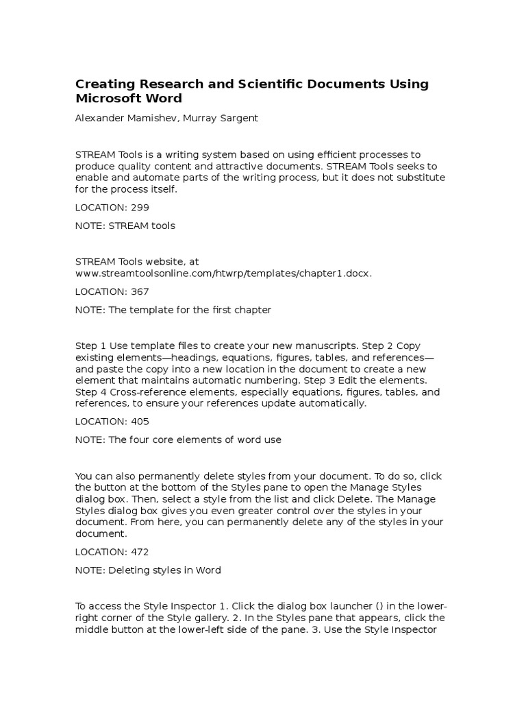 Creating Research and Scientific Documents Using Microsoft Word | PDF ...