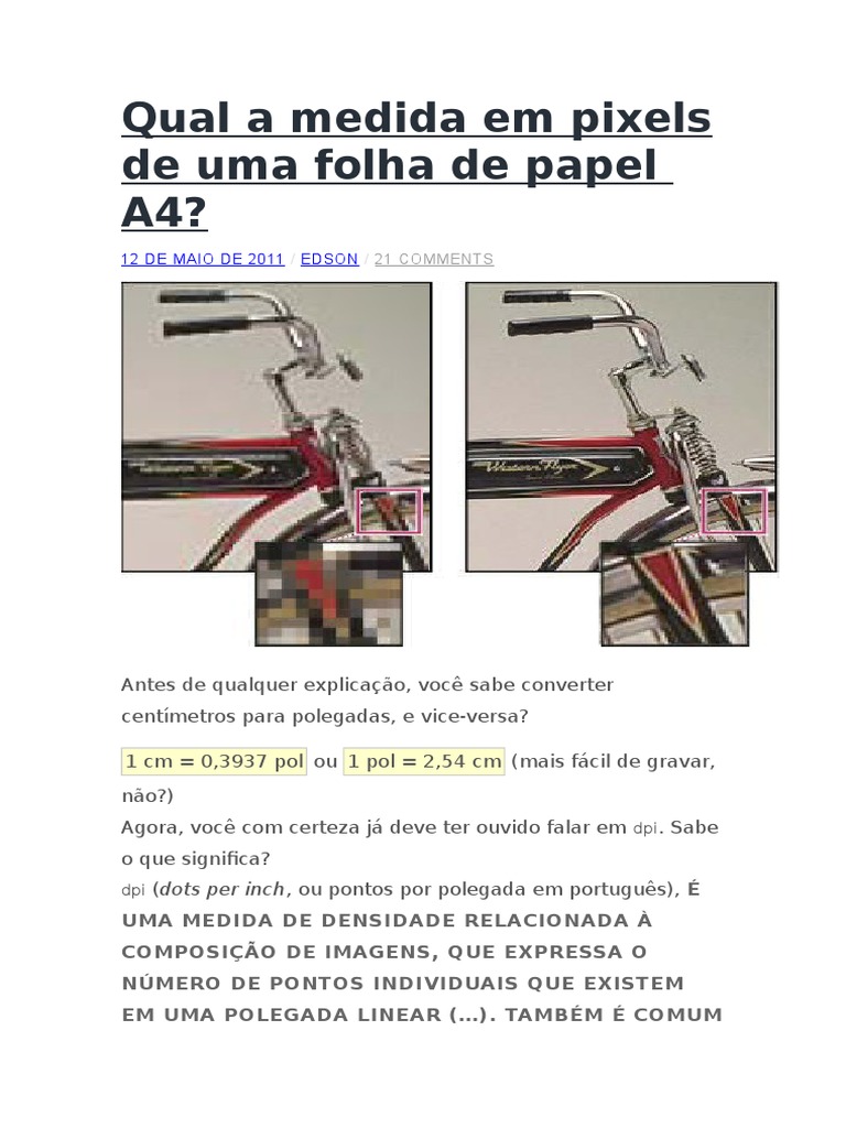 Qual A Medida em Pixels de Uma Folha de Papel A1 | PDF | Pixel ...