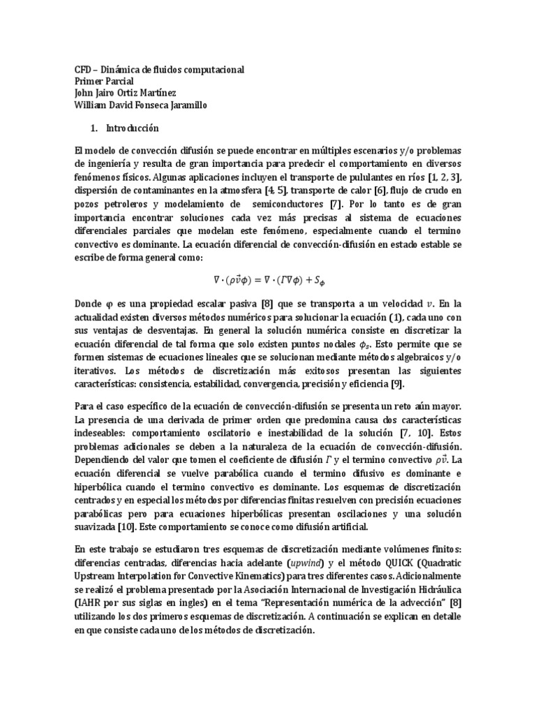 CFD Comparación Modelos Upwind, QUICK, y Centradas Por Volumenes ...
