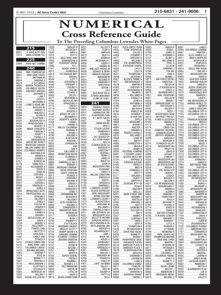 Numerical Cross Reference - MDC 2018 | PDF