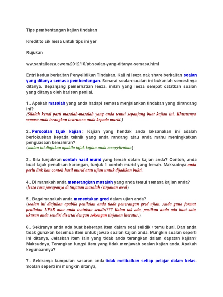 Tips Pembentangan Kajian Tindakan | PDF