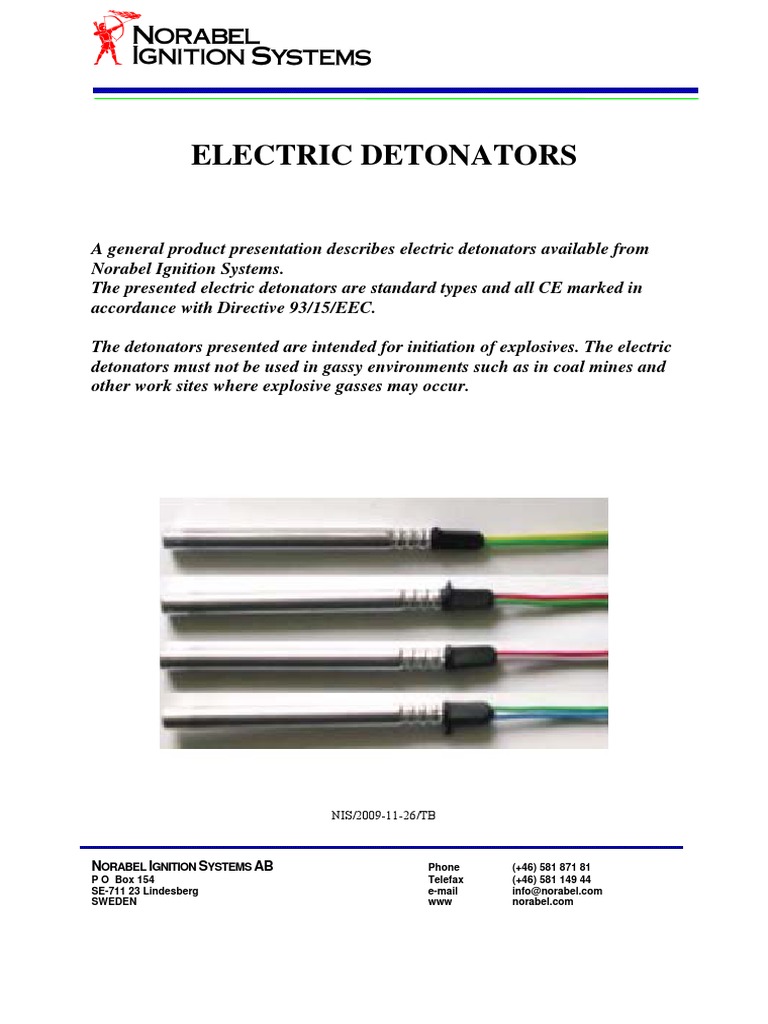 Electric Detonators | Explosive Material | Cable