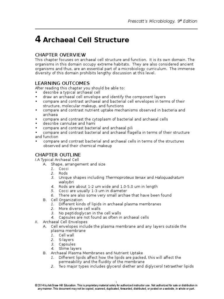 Archaeal Cell Structure: Chapter Overview | PDF | Archaea | Bacteria
