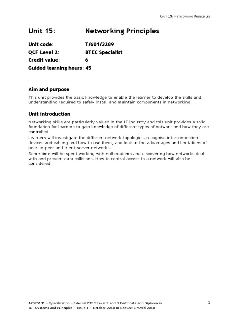 AP025131 BTEC ICT Systems and Principles U15 | PDF | Osi Model ...