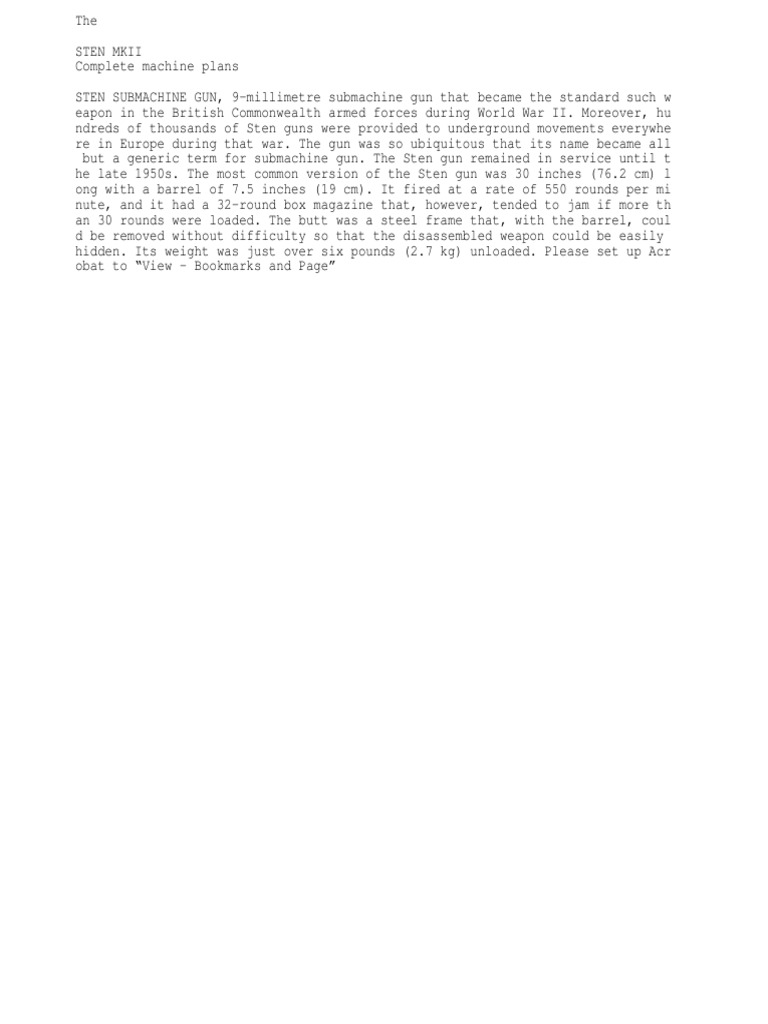 Sten Plans The Sten Mkii | Download Free PDF | Firearms | Projectile ...