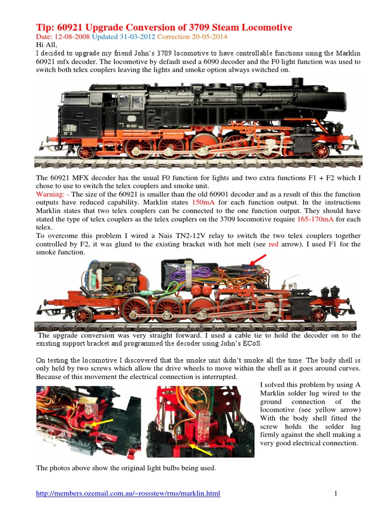Upgrade Guide for Märklin 3709 Locomotive | PDF | Electrical Connector ...