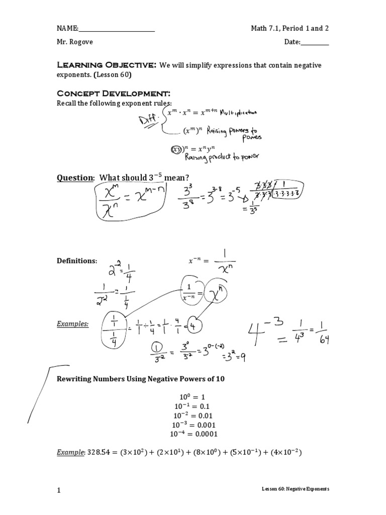 Simplifying Negative Exponents in Math | PDF