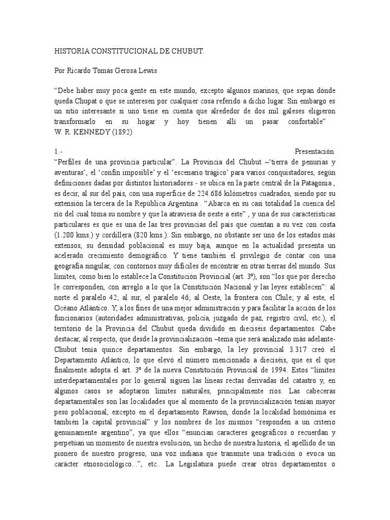 Historia Constitucional de Chubut | PDF | Constitución | Instituciones ...