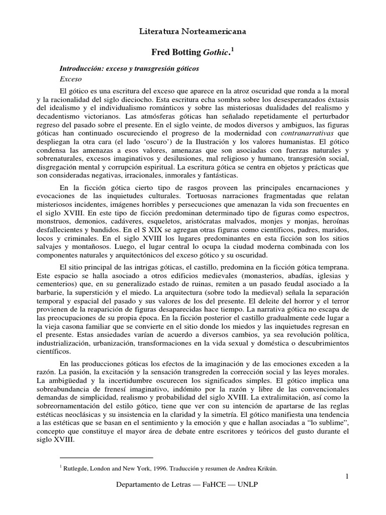 Fred Botting - Gothic | PDF | Ficcion gotica | Edgar Allan Poe