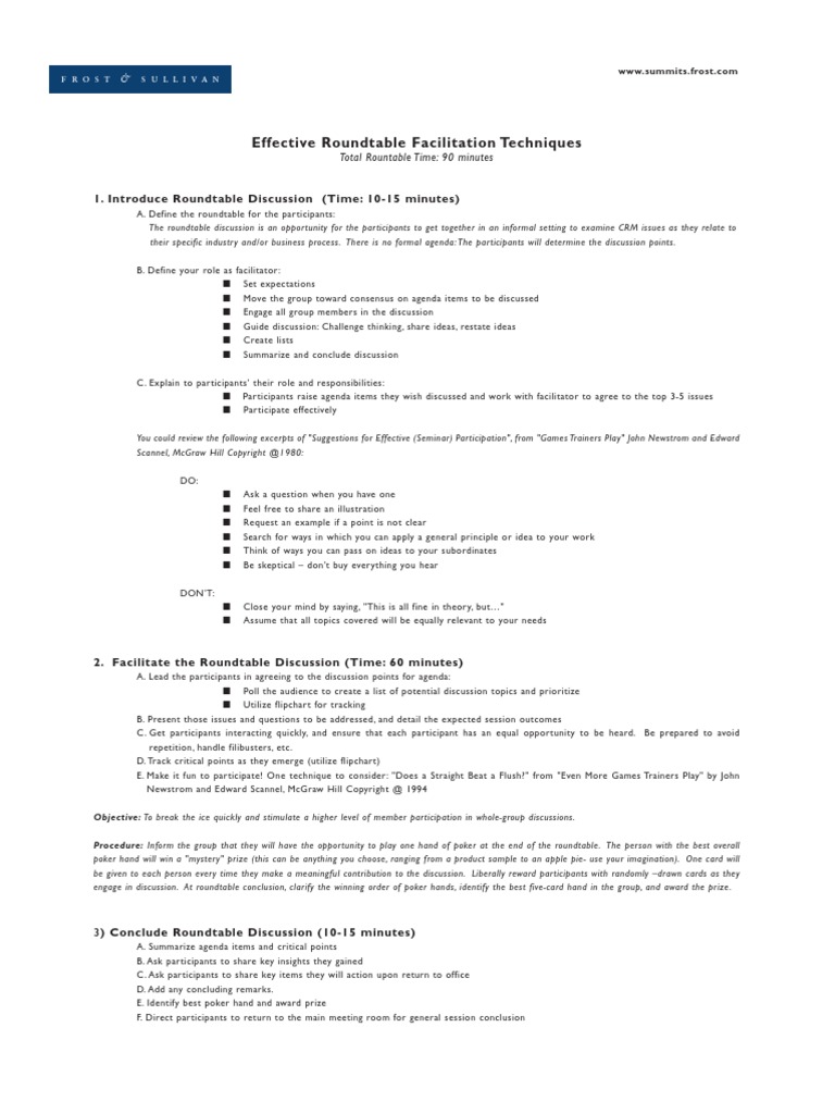 File - Roundtable Guidelines | PDF | Facilitator | Poker