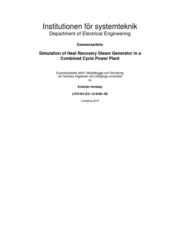 Heat Recovery Steam Generator Simulation | PDF | Simulation | Steam