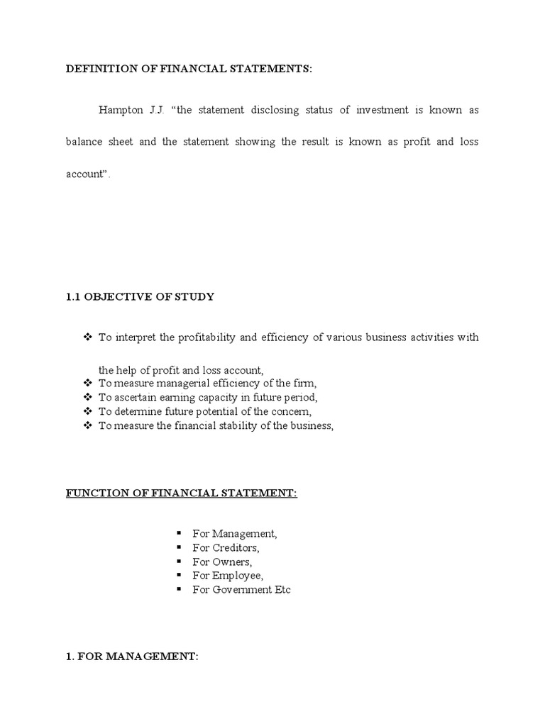 Definition of Financial Statement | PDF