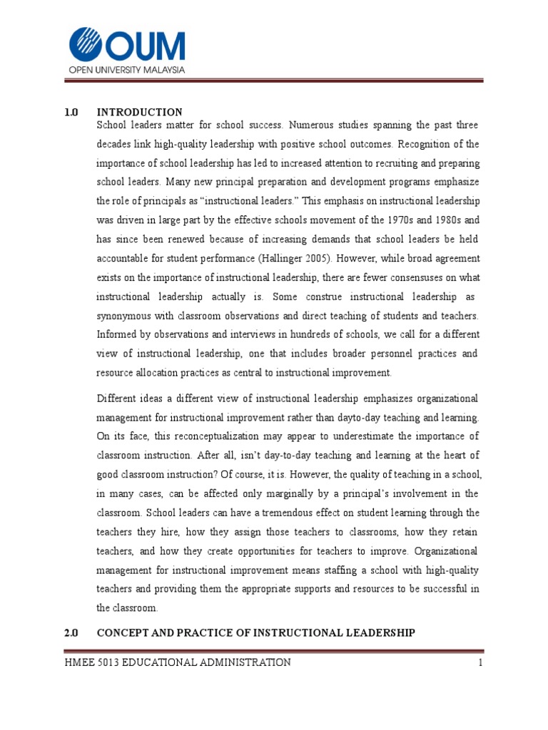 Instructional Leadership | PDF | Teachers | Leadership