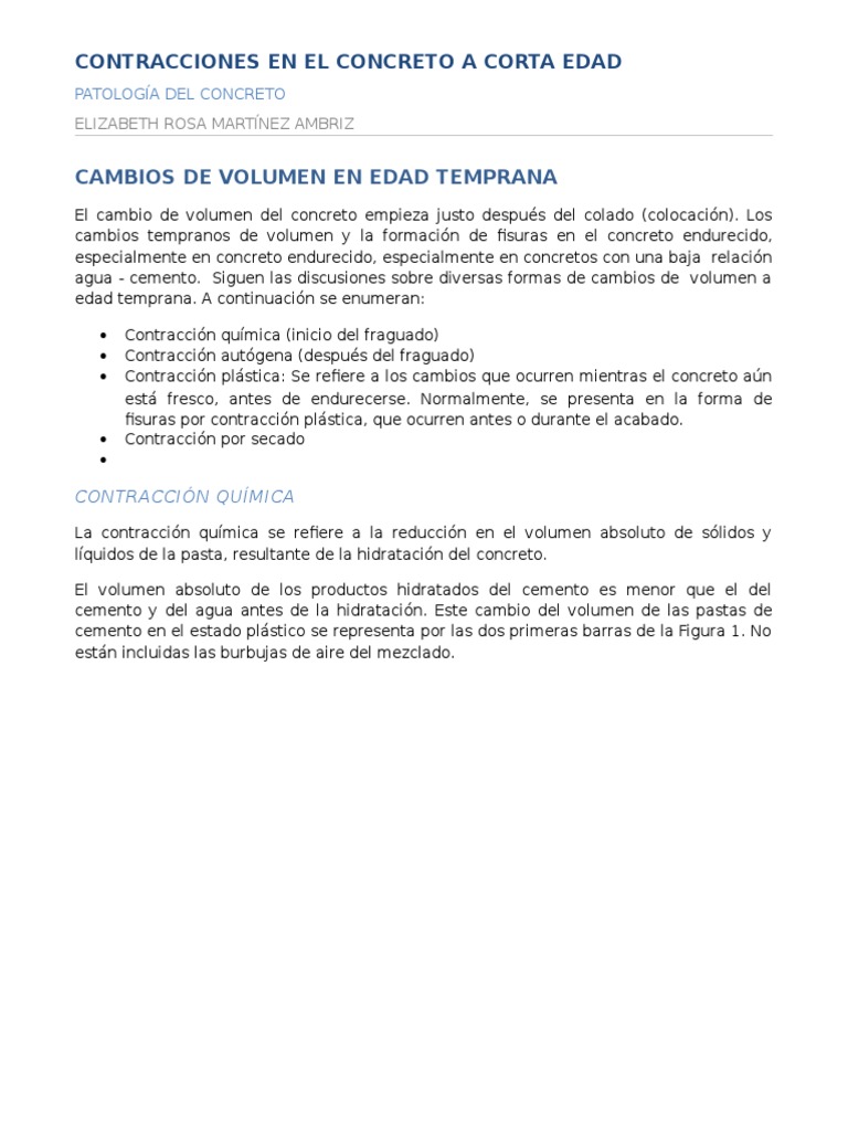Cambios de Volumen en Edad Temprana | Descargar gratis PDF | Cemento ...