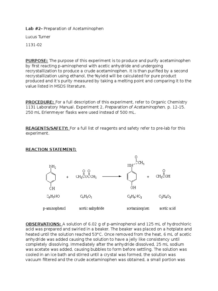 Acetaminophen Synthesis