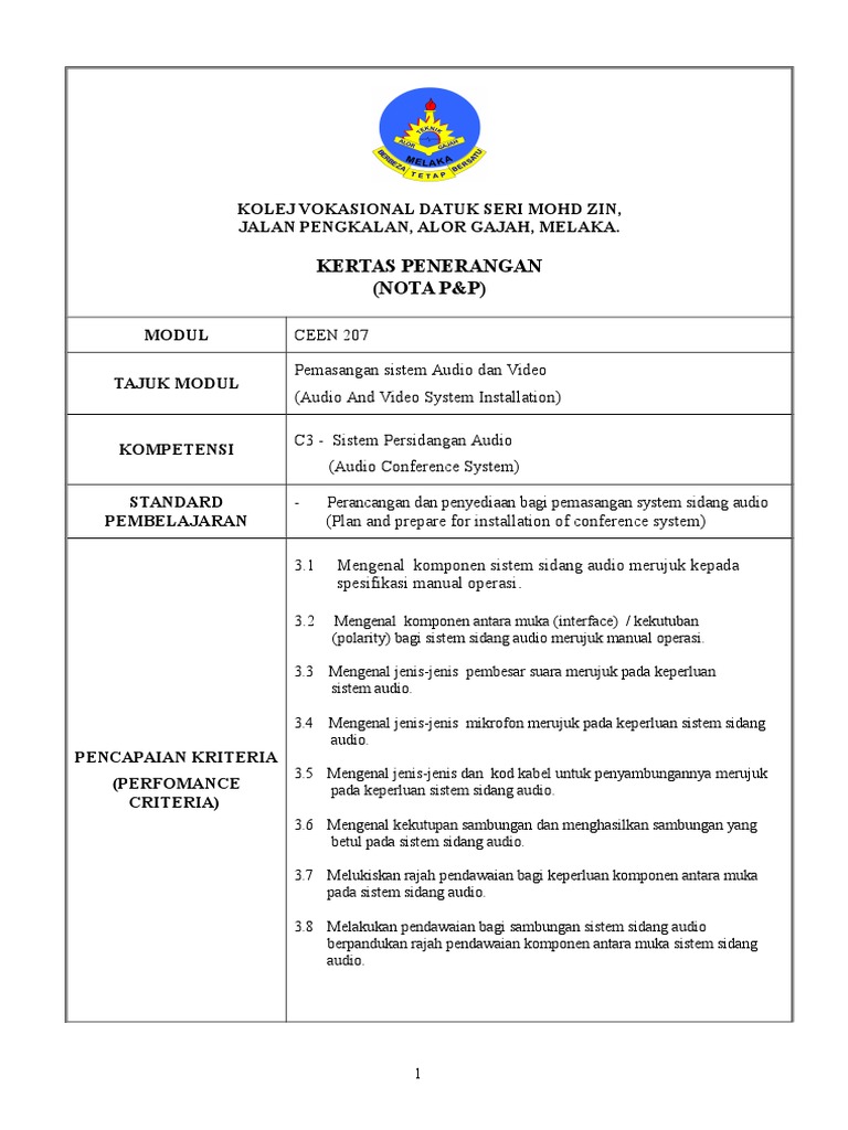 Nota Penerangan P&p-Etn 202-C3-Audio Conference (Complete) | PDF | Komputer