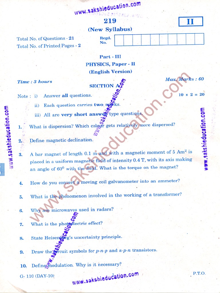 Inter 2nd Year Physics | PDF | Electric Current | Inductor