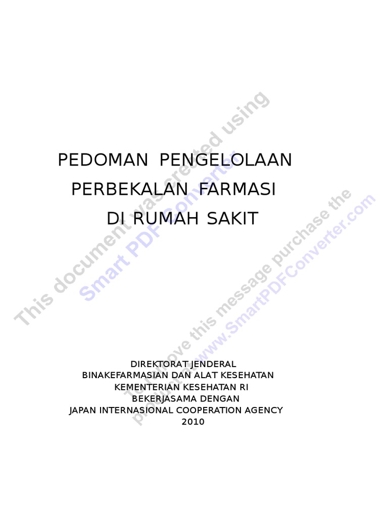 Pedoman Pengelolaan Perbekalan Farmasi Di Rumah Sakit | PDF