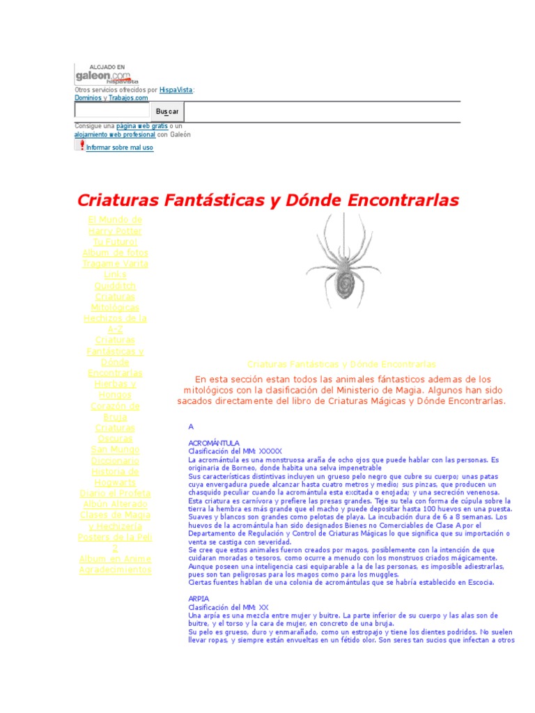 Criaturas Mágicas en Harry Potter | PDF | Duendes | Esfinge