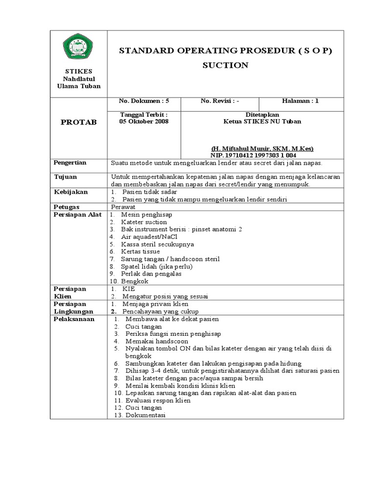 SOP Alat Suction | PDF