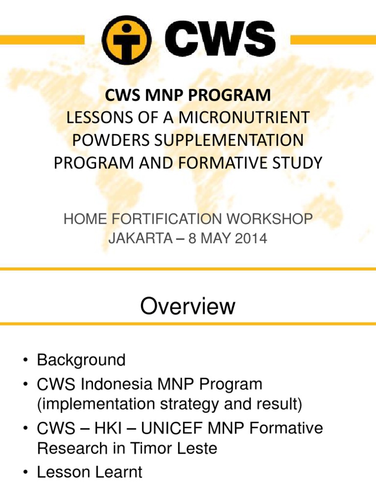 Cws MNP Program | PDF | Micronutrient | Malnutrition