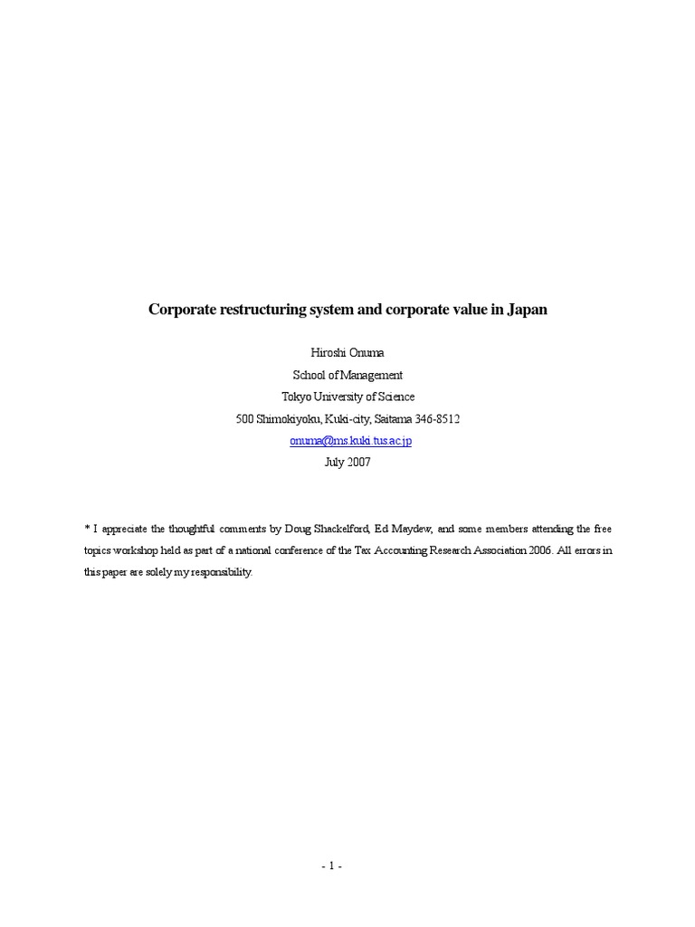 CDR Japan | PDF | Mergers And Acquisitions | Business