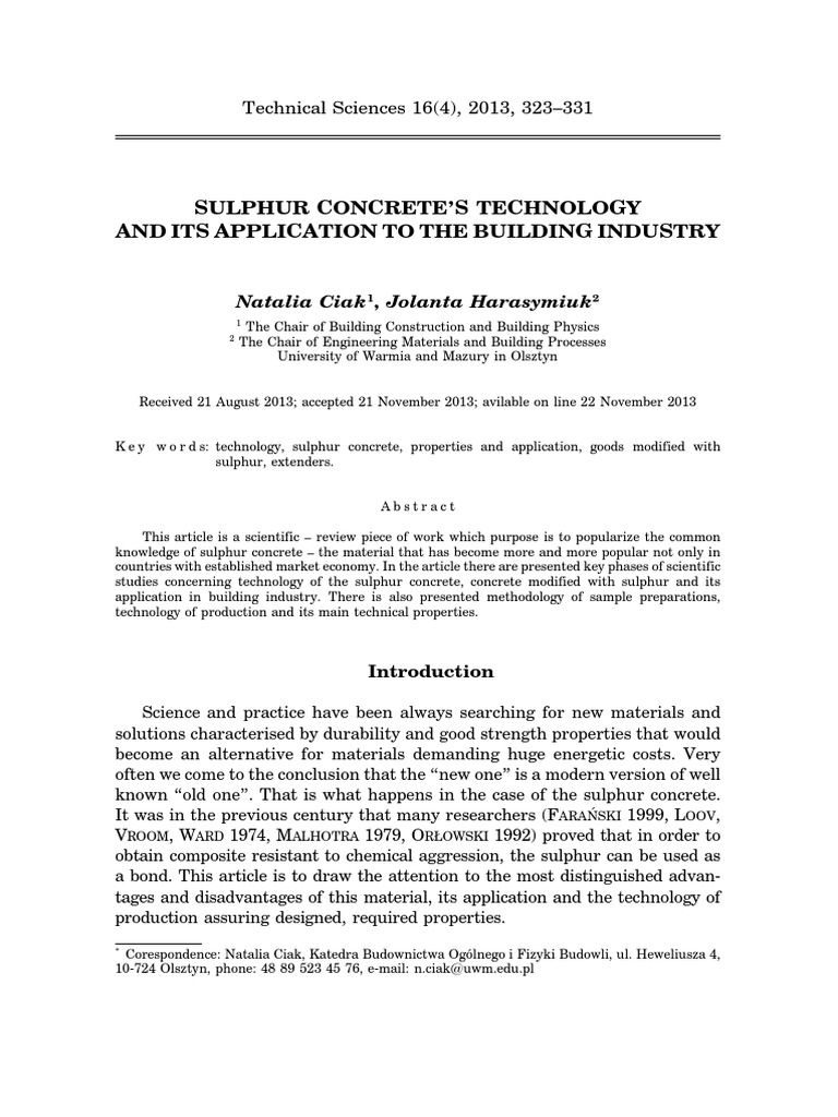Manufacturing of Sulfur Concrete | PDF | Sulfur | Concrete