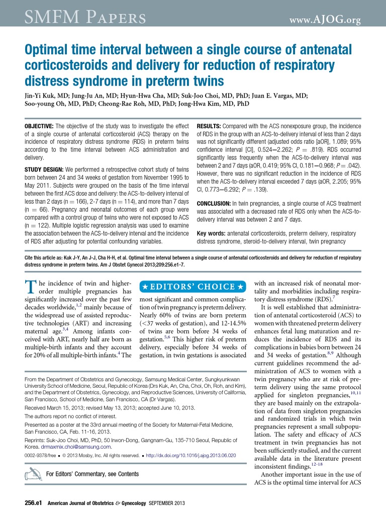 ACOG Journal | PDF | Preterm Birth | Twin