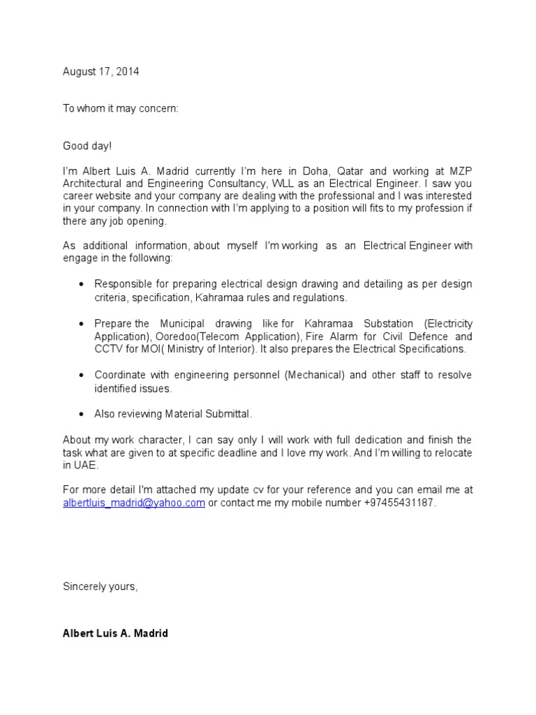 Application Letter | PDF | Engineer | Engineering