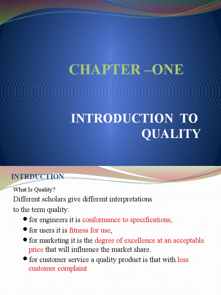 Introduction To Quality | PDF | Quality (Business) | Reliability ...