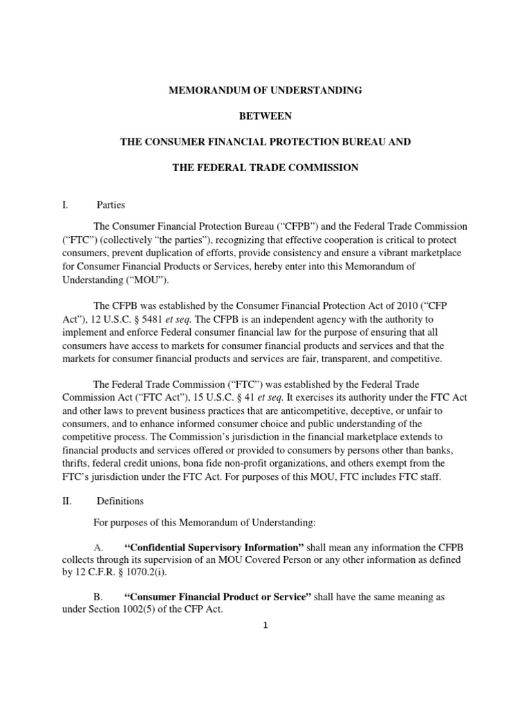 CONSUMER FINANCIAL PROTECTION BUREAU | Federal Trade Commission ...