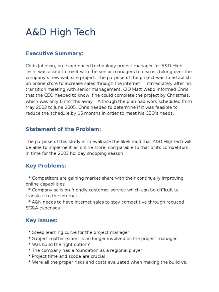 A&D High Tech - Case Study | PDF | Enterprise Resource Planning ...