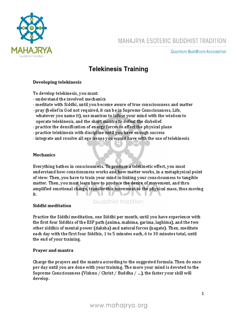 Telekinesis Training en | PDF | Prayer | Meditation