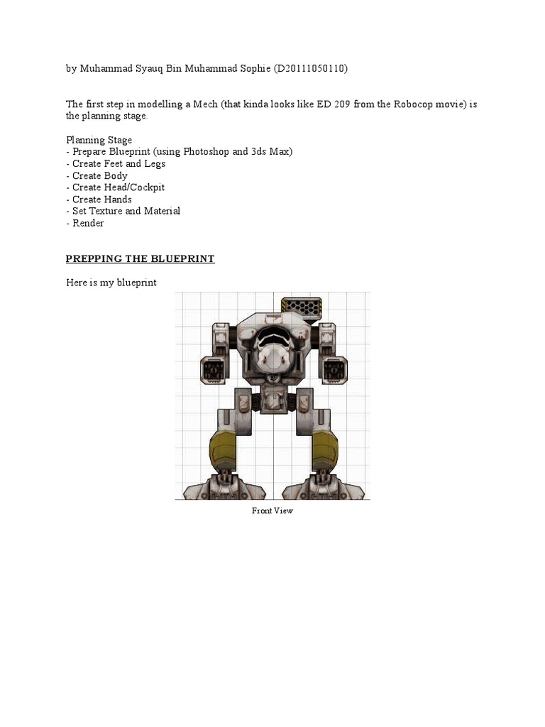 Modelling a Mech Blueprint in 3Ds Max | PDF | Vertex (Geometry) | Adobe ...