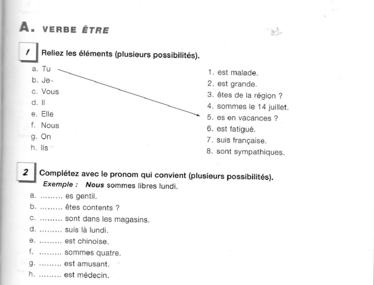 Exercices sur le verbe être A1 | PDF