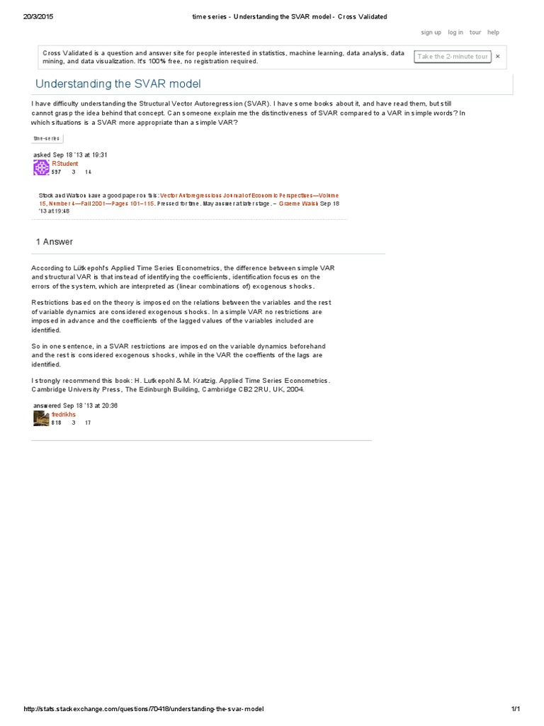 SVAR vs VAR Explained | PDF | Vector Autoregression | Time Series