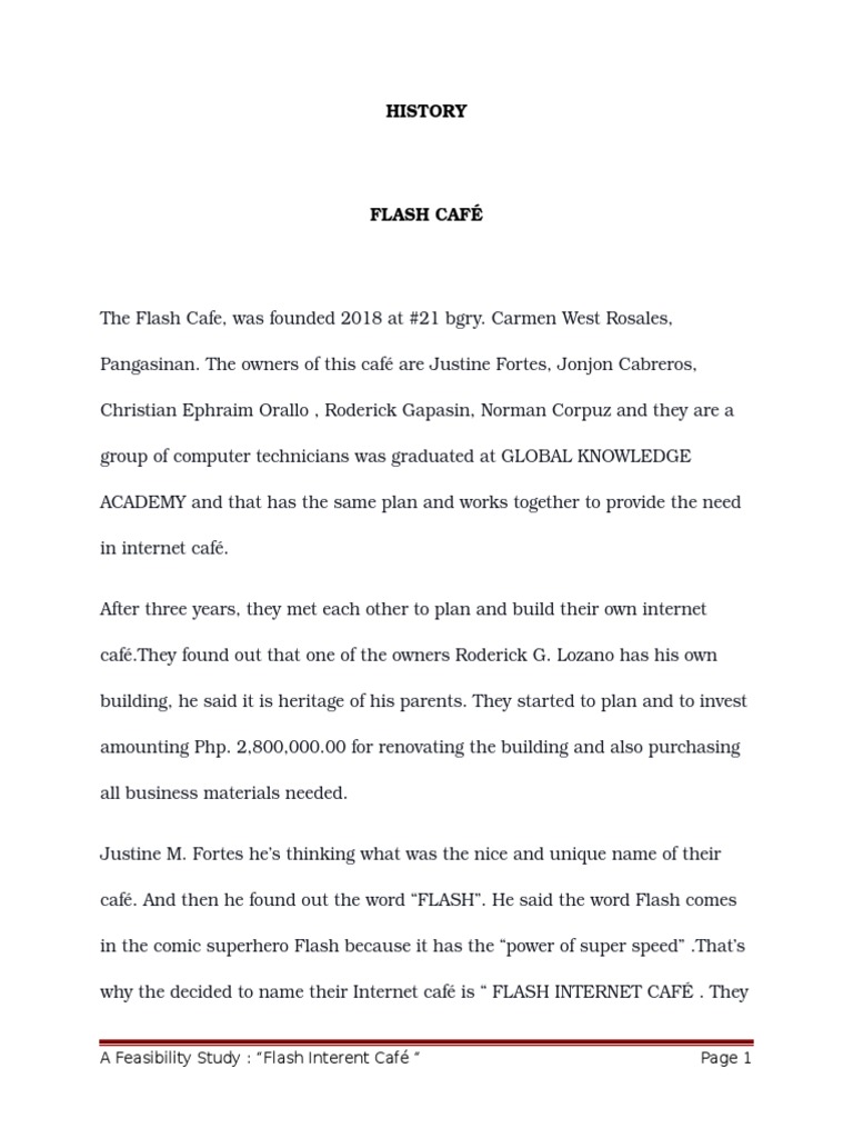 Feasibility Study Flash Internet Cafe | PDF | Privacy | Internet