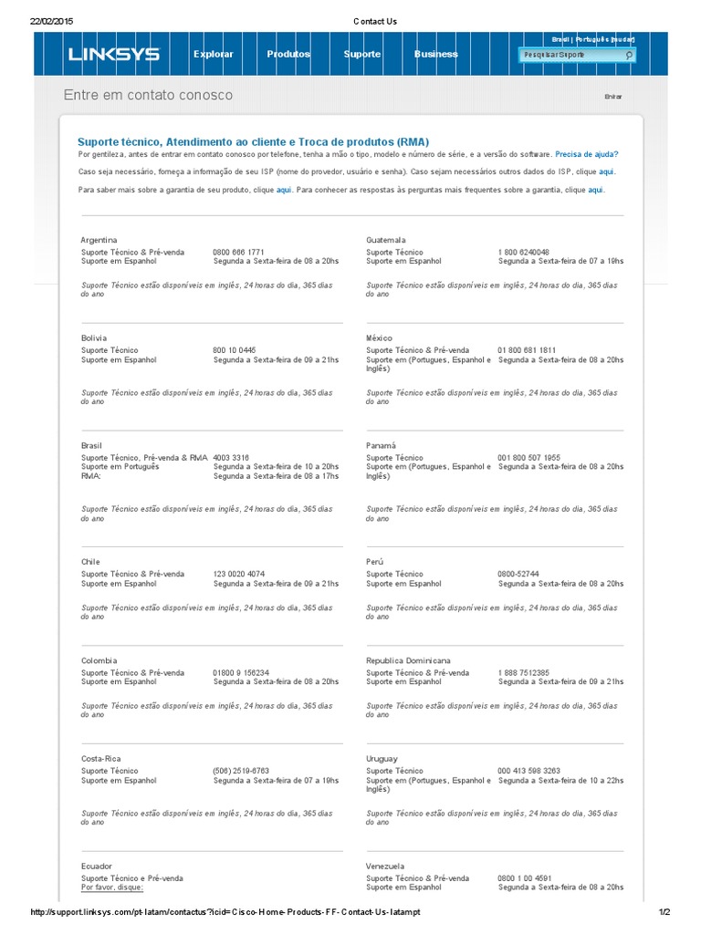 Suporte Linksys | PDF | Tecnologia digital | Telecomunicações
