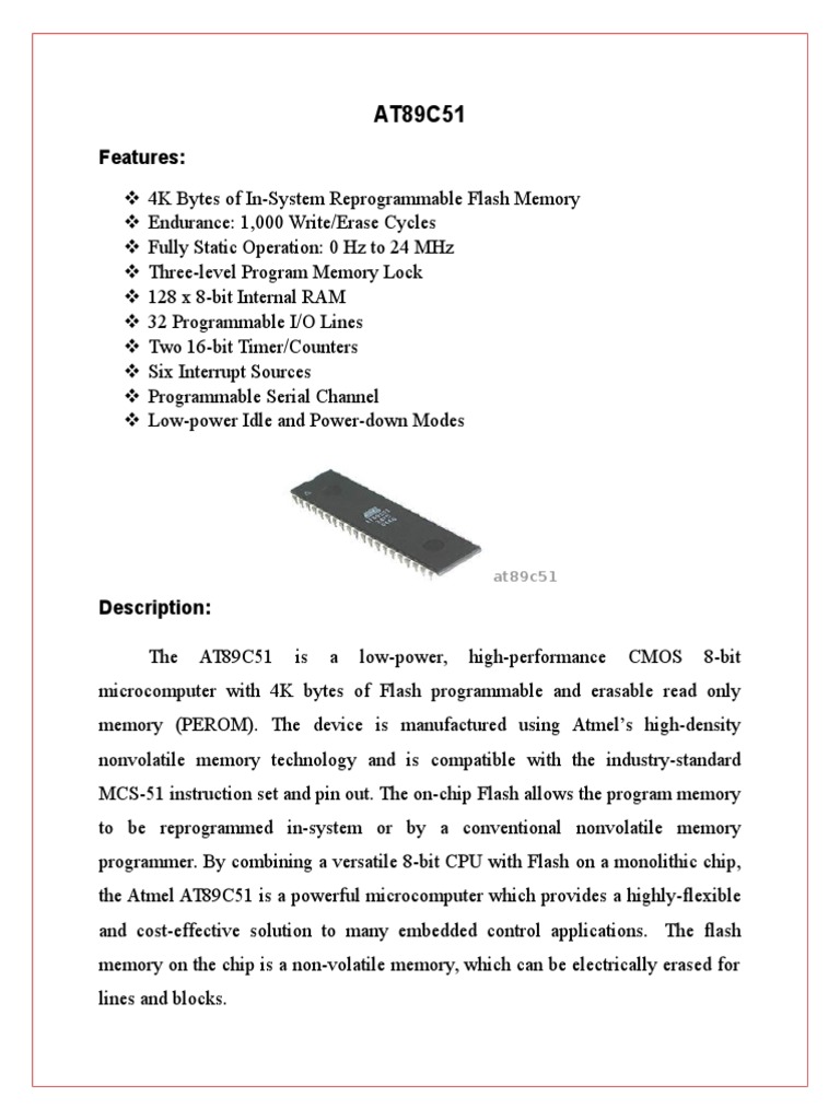 AT89C51 | Download Free PDF | Flash Memory | Microcontroller