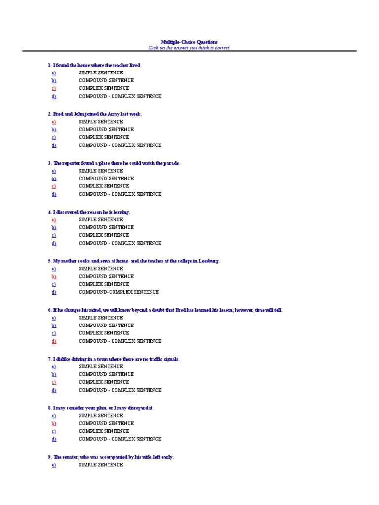Compound Sentences Quiz | PDF | Sentence (Linguistics) | Syntax