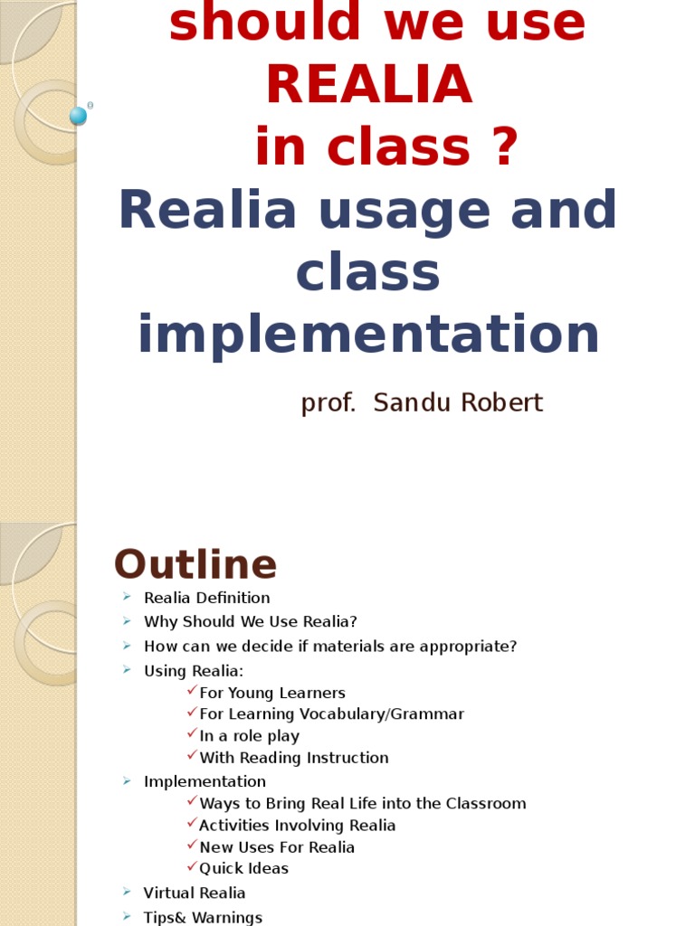 Why Should We Use Realia in Class | PDF | English As A Second Or ...