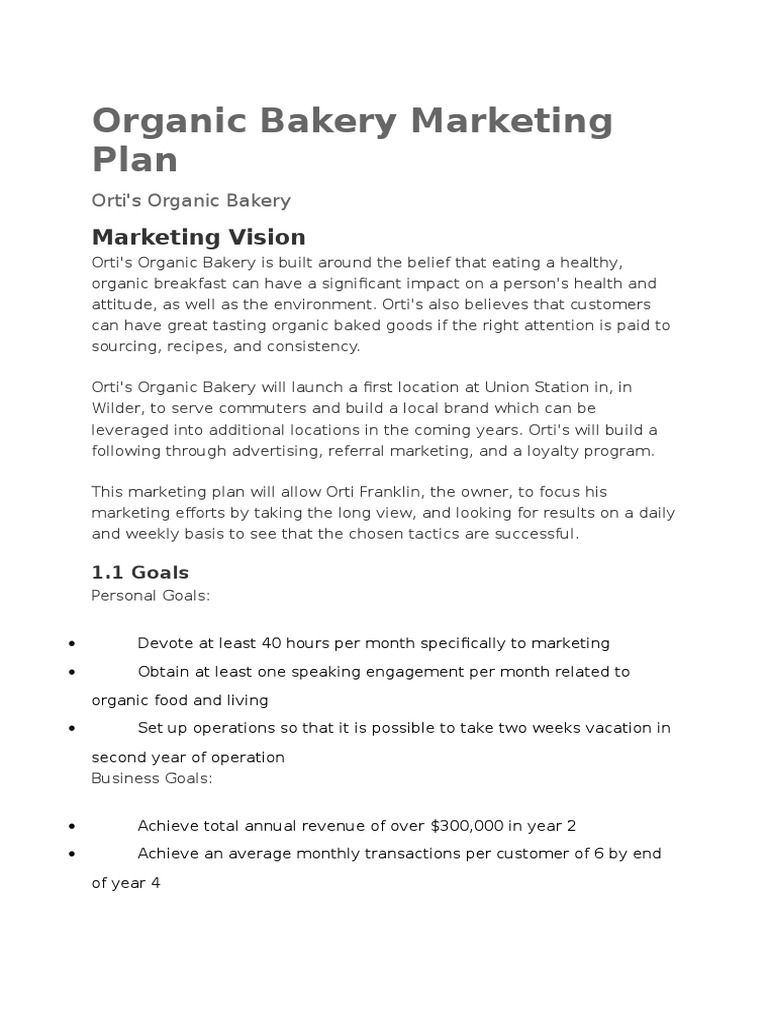 Organic Bakery Marketing Plan | PDF | Twitter | Marketing