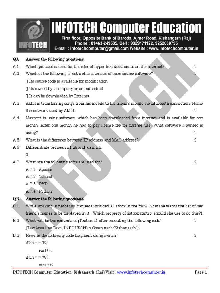 Informatics Practices Sample Paper Pdf Constructor Object Oriented Programming Programming