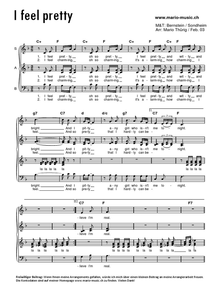 I Feel Pretty | PDF | Songs Written
