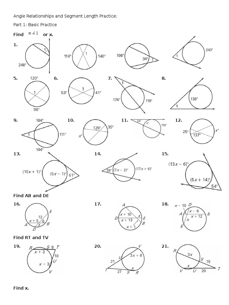 Day 11 - Angle Measures and Segment Lengths Practice Page 1 | PDF